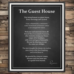 The Guest House Poem - Rumi - Inspirational Decor - Classic Poem Art ...