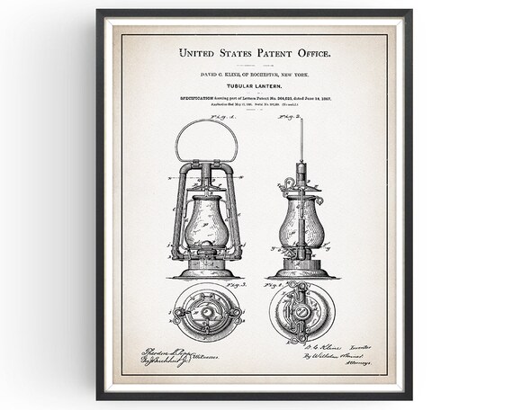 Tubular Lantern Patent Print Vintage Lantern Print Rustic | Etsy