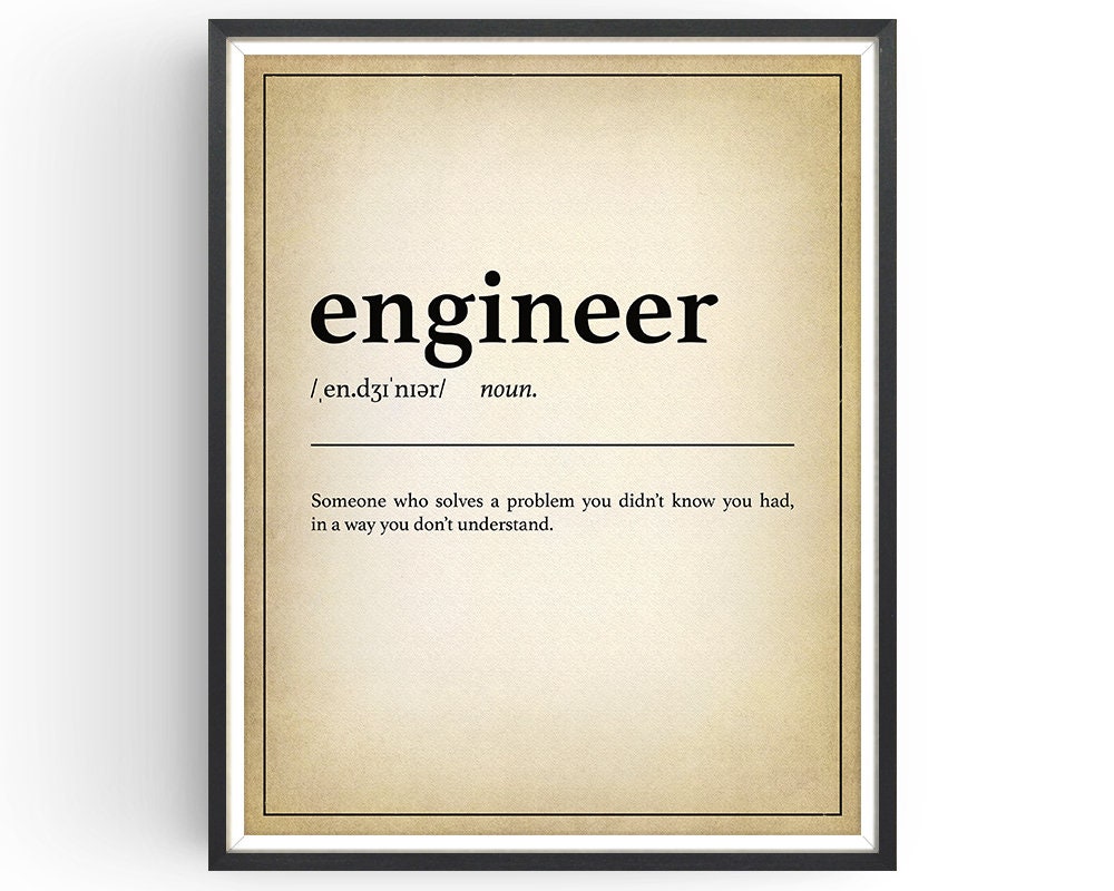 Engineer Definition Print Minimalist Engineer Gift | Etsy UK
