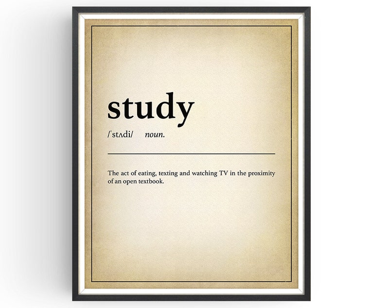 Study Definition Print Study Sign Rustic Home Decor - Etsy UK