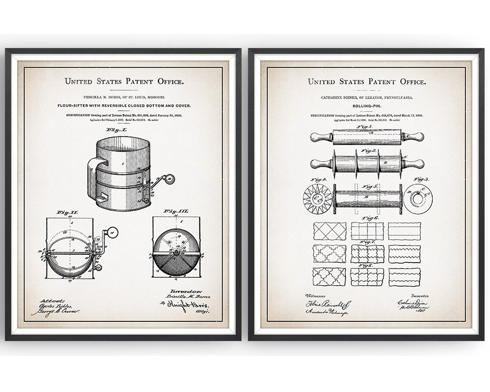 Baking Prints Set of 2 Patent Print Pastry Prints | Etsy