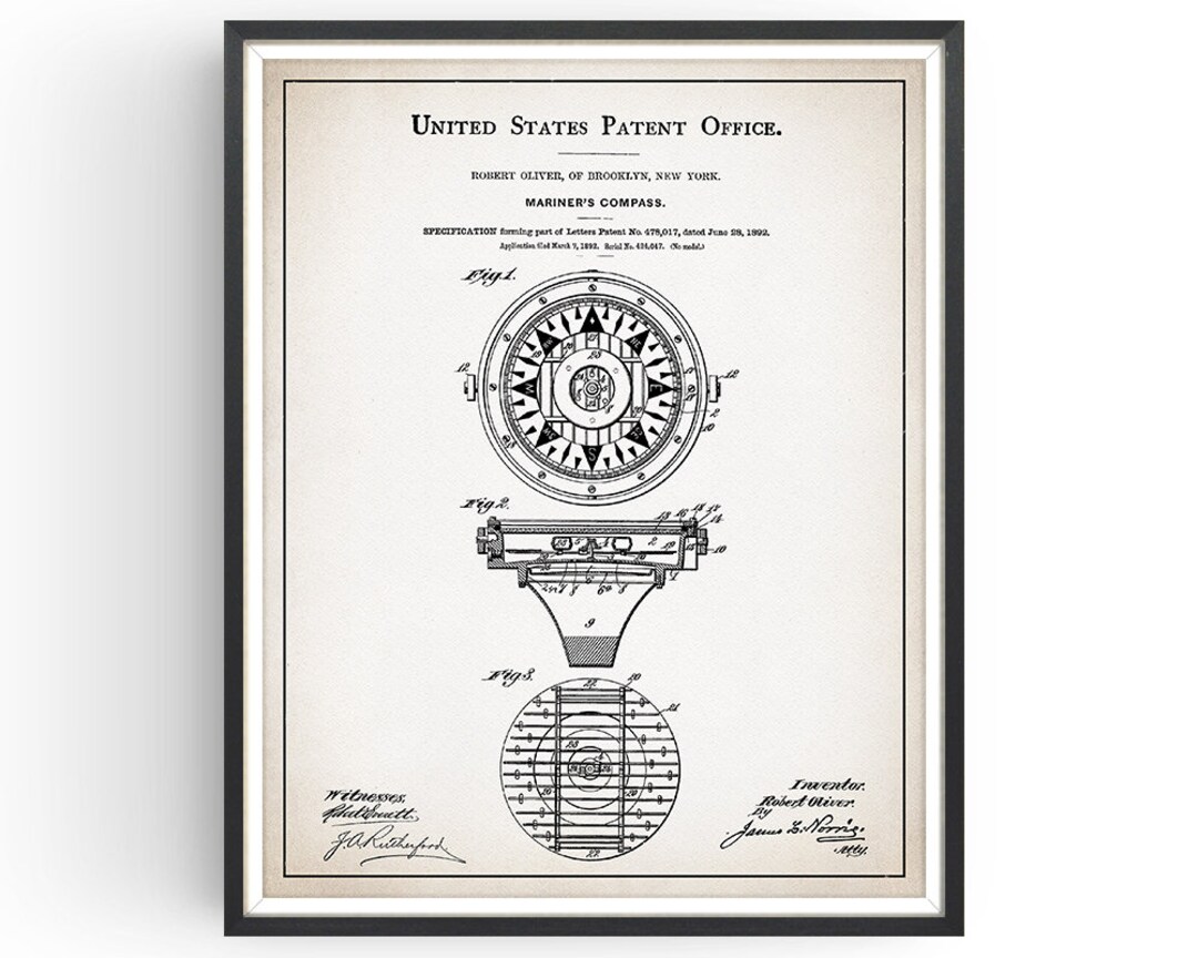 Mariners Compass Patent Print Nautical Art Antique Mariner Print ...
