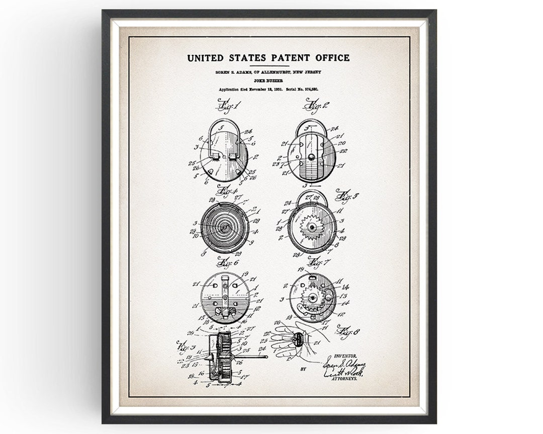 Joke Buzzer Patent Print Joke Buzzer Print Joke Shop Art Clown Trick ...