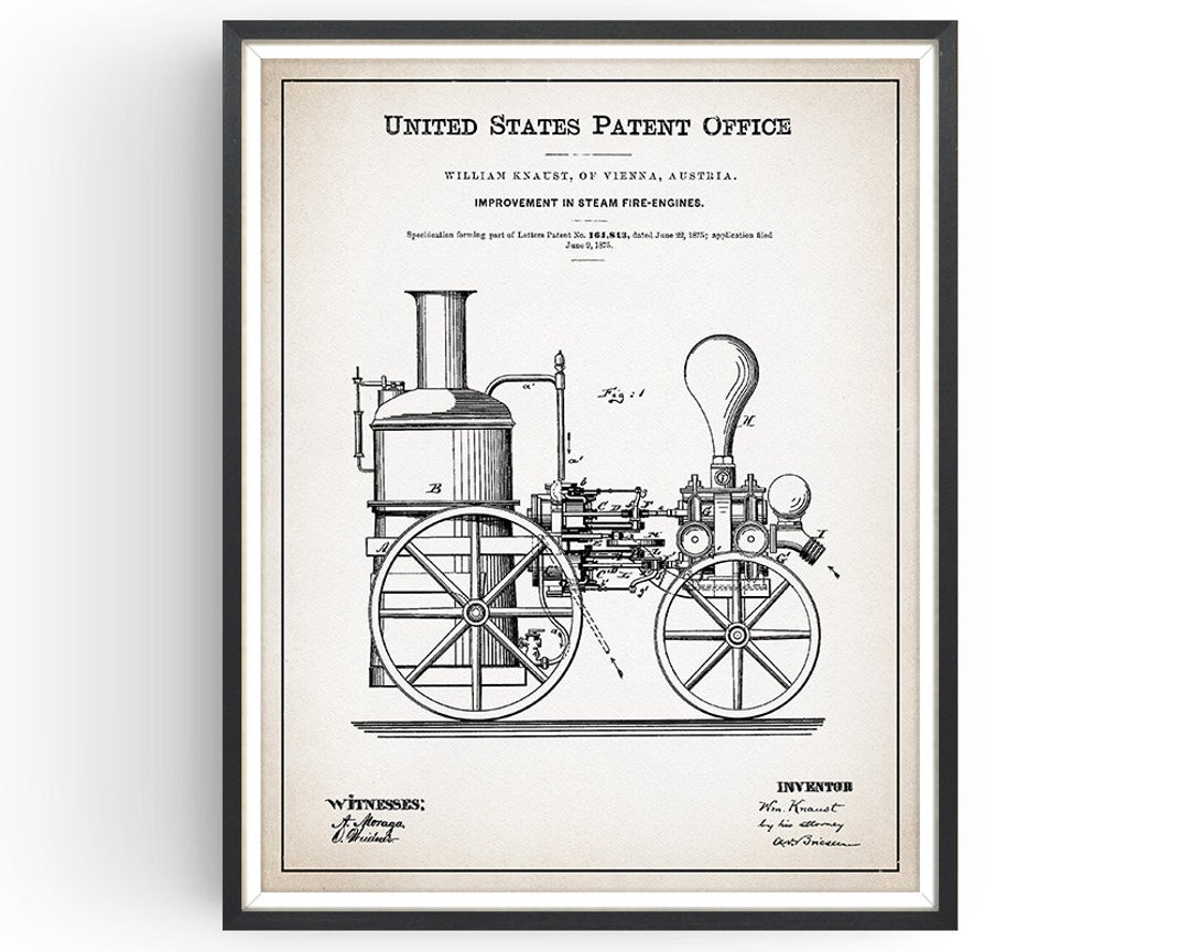 Steam Fire Engine Patent Print Fire Engine Print Firestation Decor ...