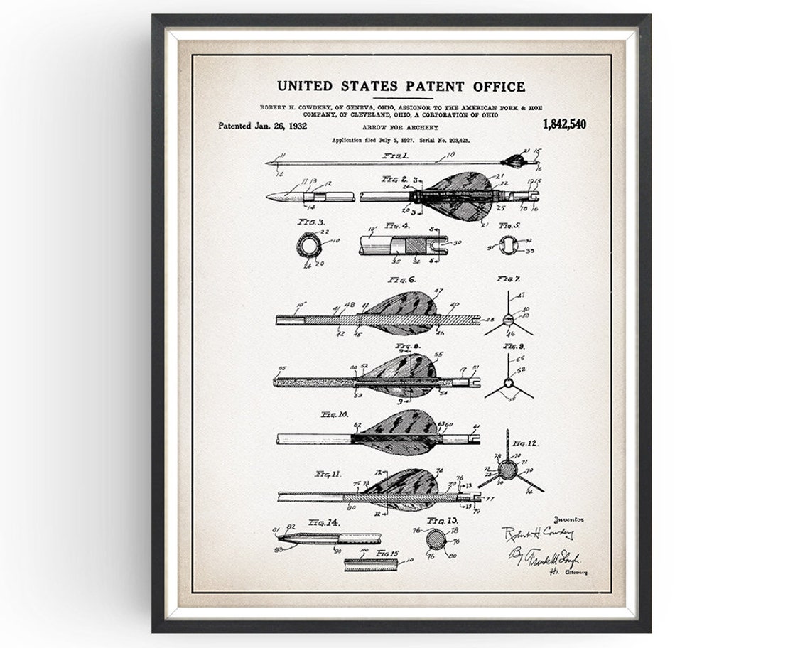 Arrow Patent Print Archery Print Bow and Arrow Archery - Etsy UK