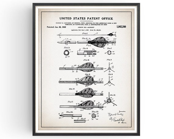 Arrow Patent Print Archery Print Bow and Arrow Archery | Etsy UK