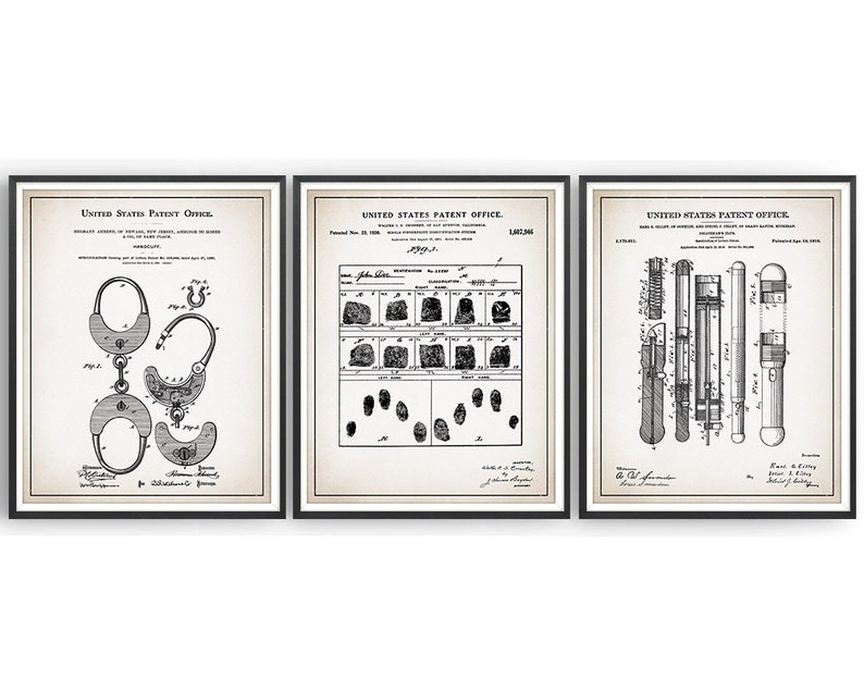 Police Patent Prints Set of 3 Law Enforcement Hand Cuffs - Etsy
