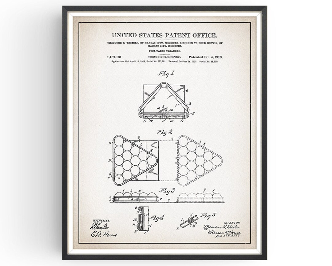 Pool Table Triangle Patent Print Pub Games Art Pool Player - Etsy