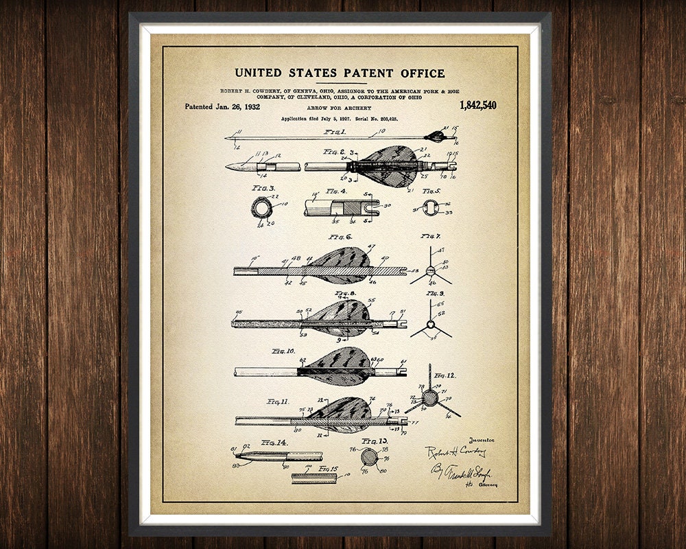Arrow Patent Print Archery Print Bow and Arrow Archery - Etsy UK