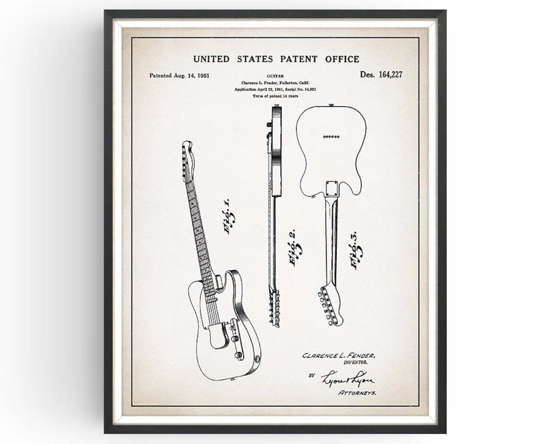 FENDER TELECASTER - 1951 - Patent Print - Telecaster Art - Guitar Gift ...