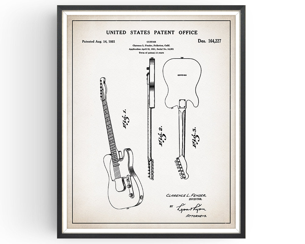 FENDER TELECASTER 1951 Patent Print Telecaster Art | Etsy