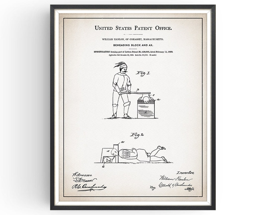 BEHEADING BLOCK & AXE 1890 Patent Print Decapitation Illusion Trick ...