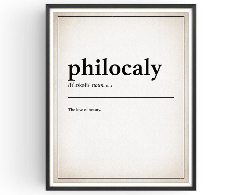 Philocaly Definition Print Rustic Home Decor Minimalist | Etsy