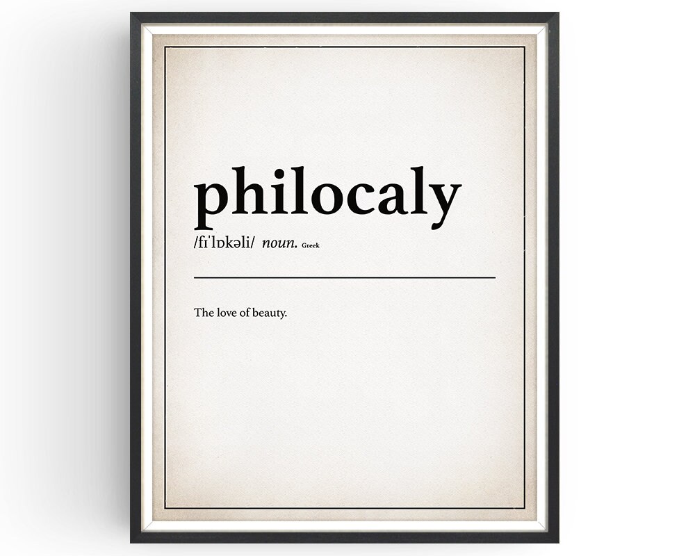 Philocaly Definition Print Rustic Home Decor Minimalist | Etsy