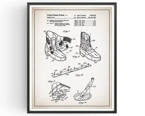 ANTI-GRAVITY BOOTS Michael Jackson 1993 Patent Print | Etsy