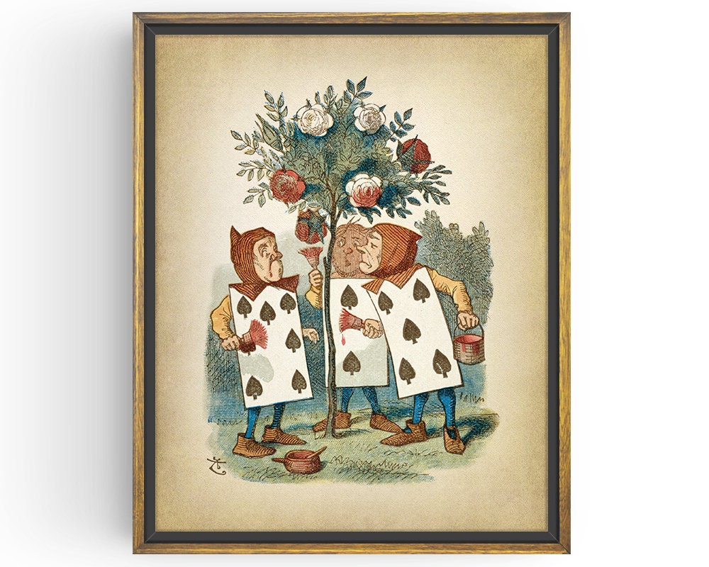 Alice in Wonderland Print Playing Card Guards Rose Bush - Etsy