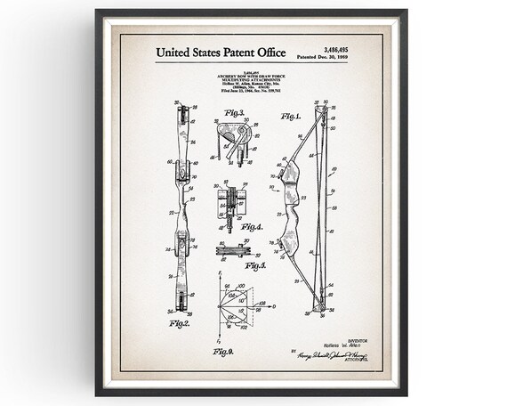 Archery Bow Patent Print Archery Print Bow and Arrow | Etsy