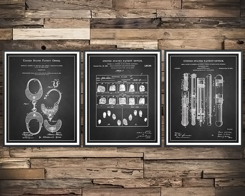 Police Patent Prints Set of 3 Law Enforcement Hand Cuffs - Etsy