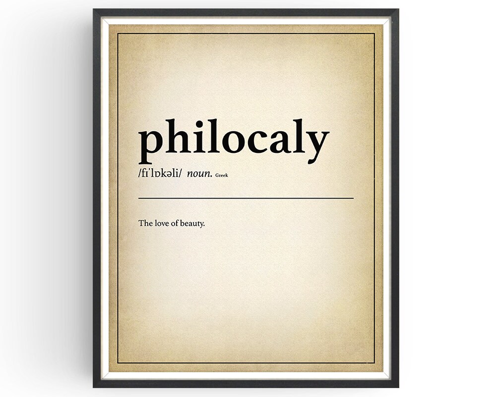 Philocaly Definition Print Rustic Home Decor Minimalist | Etsy