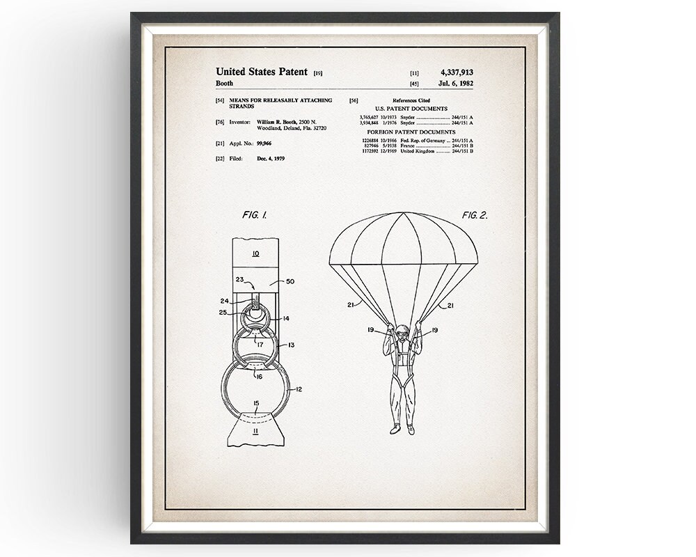 Parachute Mechanism Patent Print Skydiving Patent - Etsy UK