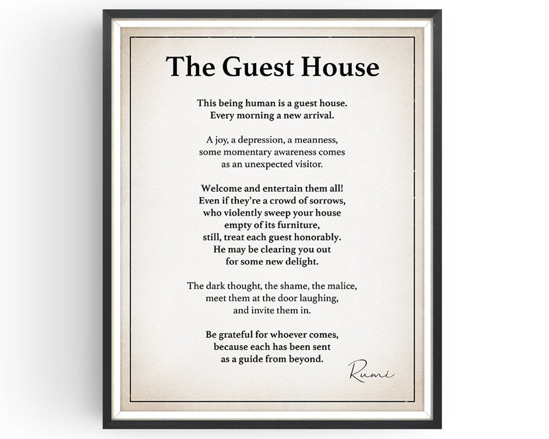 The Guest House Poem - Rumi - Inspirational Decor - Classic Poem Art ...