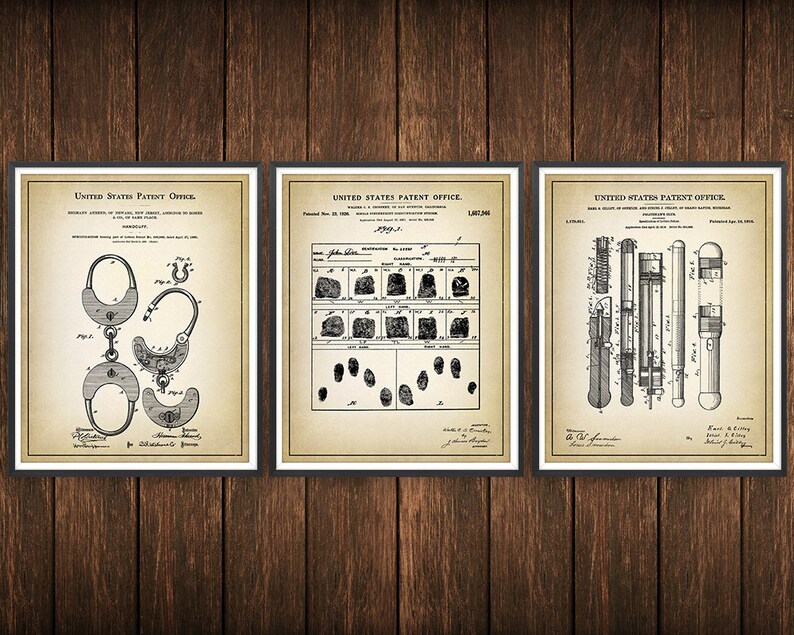 Police Patent Prints Set of 3 Law Enforcement Hand Cuffs - Etsy