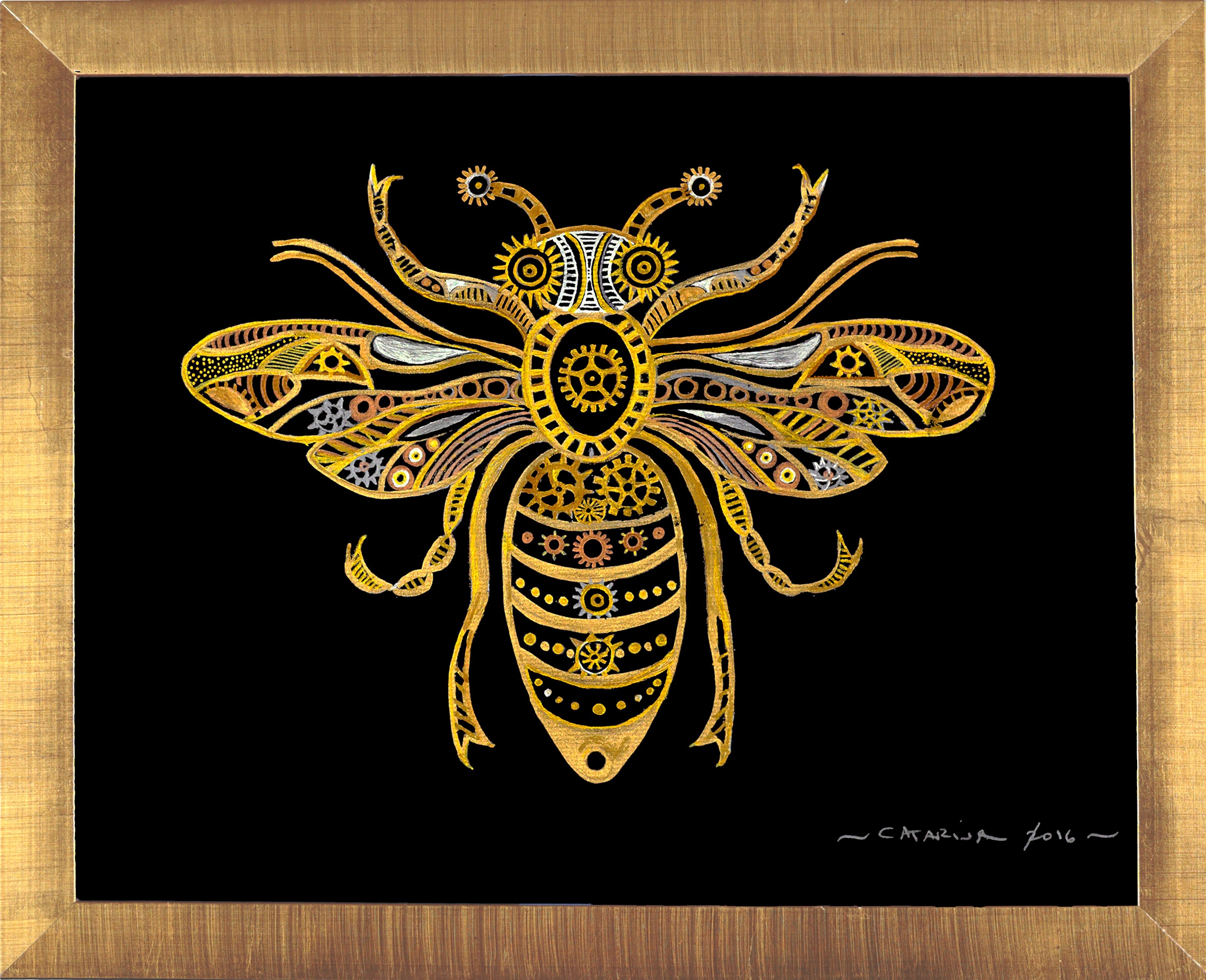 Framed Gold Steampunk Bee - Etsy