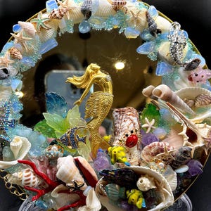 Mermaid Round Mirror, Seashells, Fish, Coral, Sea Creatures, House Gift ...