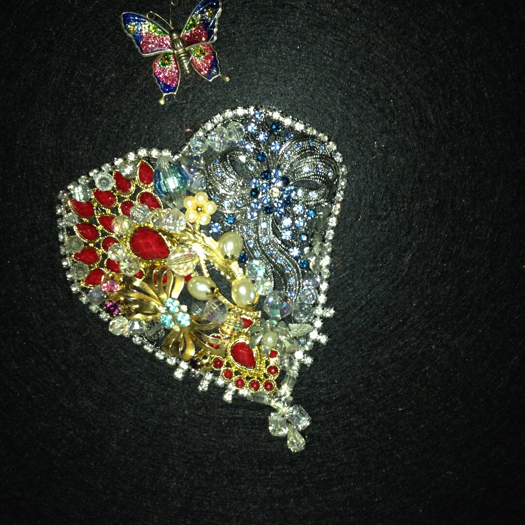 Vintage Jewelry Art, Gift Giving, Shadow Box Frame, Ready to Ship, Free ...