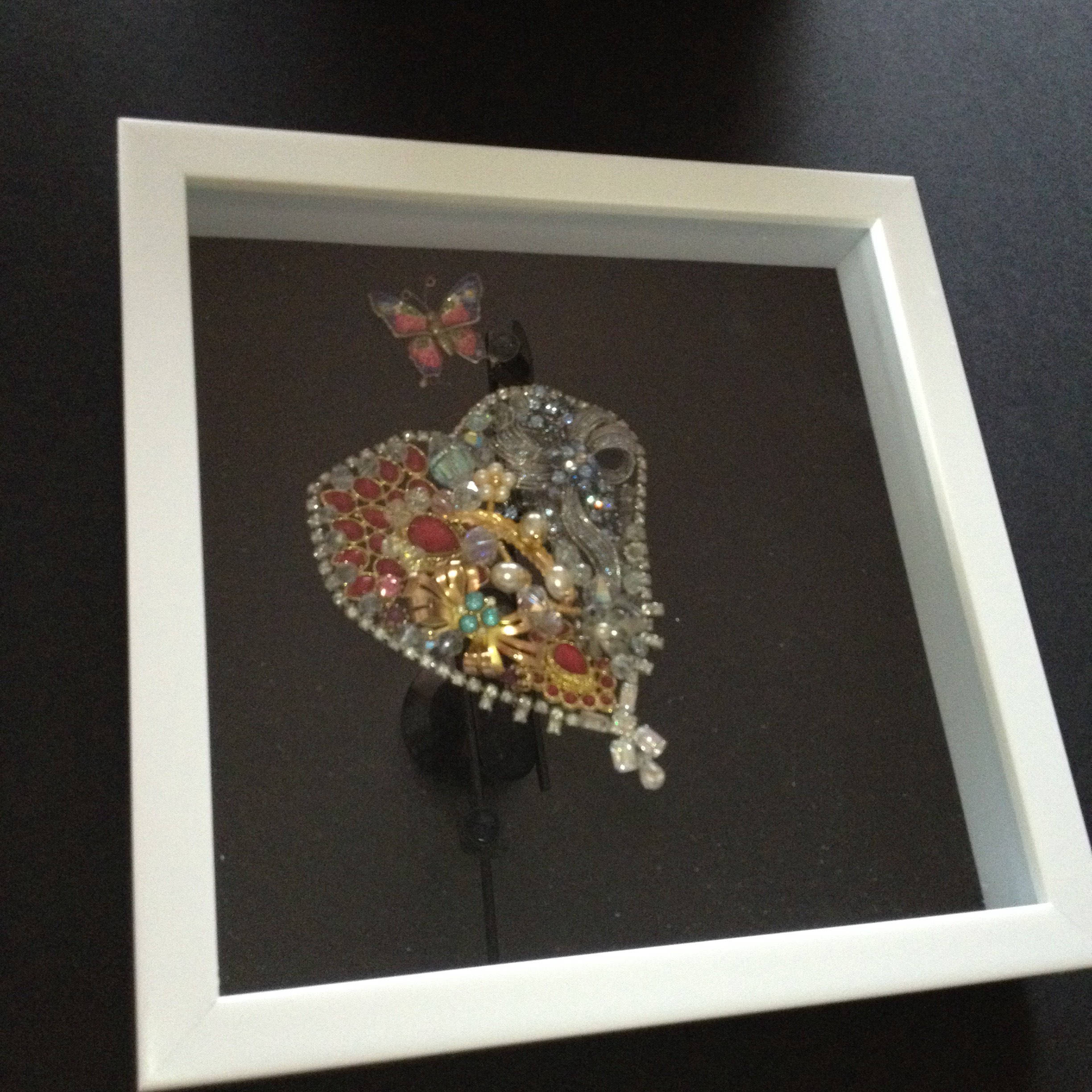 Vintage jewelry art Gift giving shadow box frame ready to | Etsy