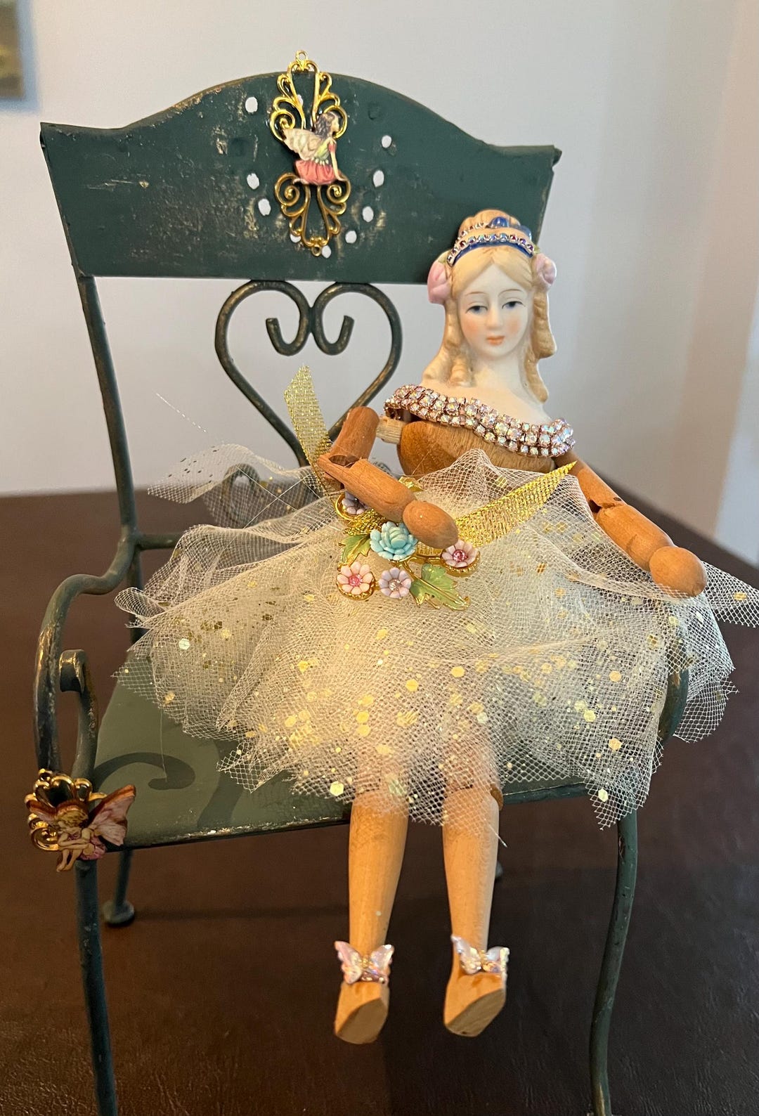 Antique Porcelain Art Doll and Chair 11” X 7” Upscaled Home Decor ...