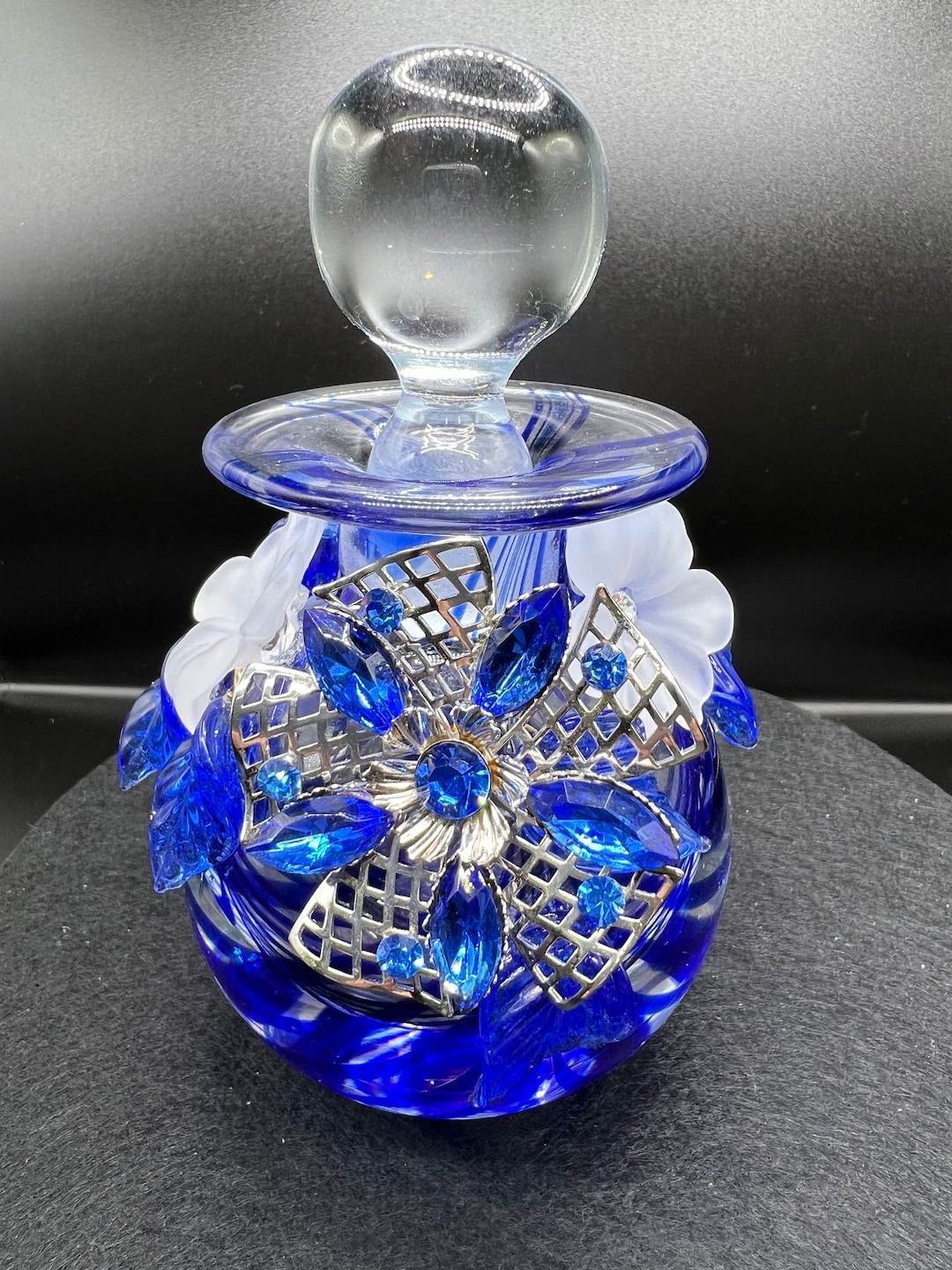 Royal Blue Perfume Bottle Upscaled Home Decor Anytime Gift Any Occasion ...