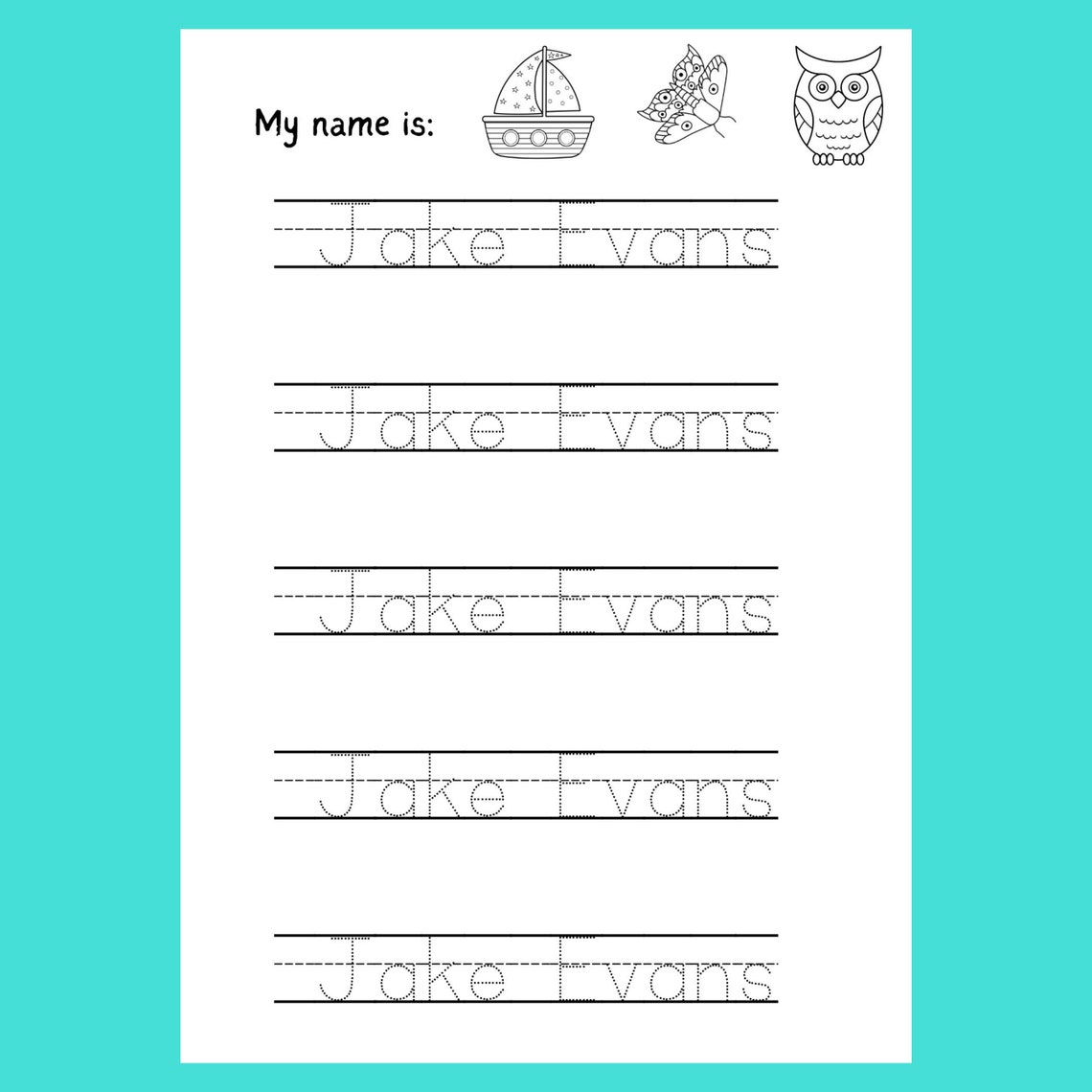 Custom Name Tracing Worksheet Printable - Portrait Version - Etsy