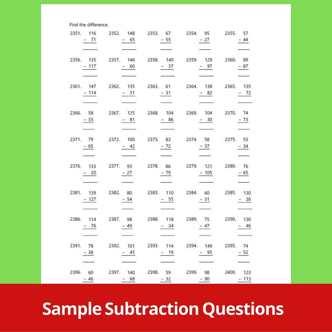 Addition and Subtraction Timed Test Worksheets for Grades 1 and 2/years ...