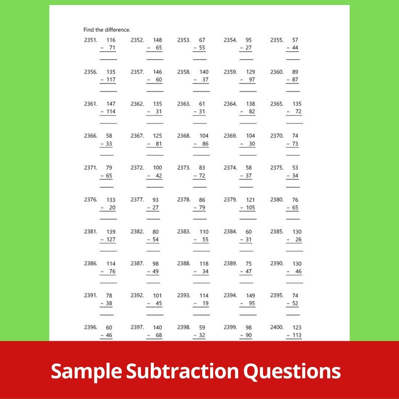 Addition and Subtraction Timed Test Worksheets for Grades 1 and 2/years ...