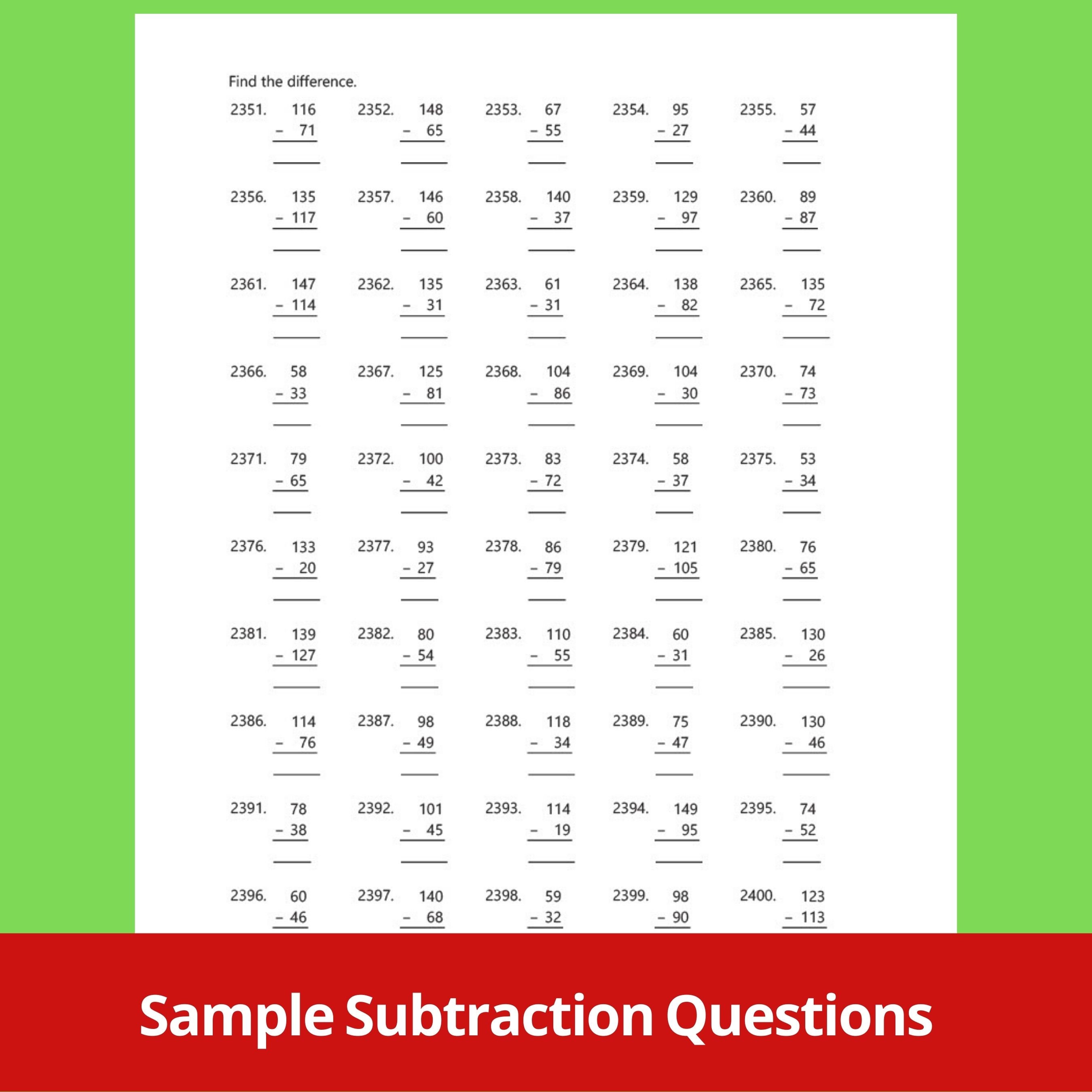 Addition and Subtraction Timed Test Worksheets for Grades 1 and 2/years ...