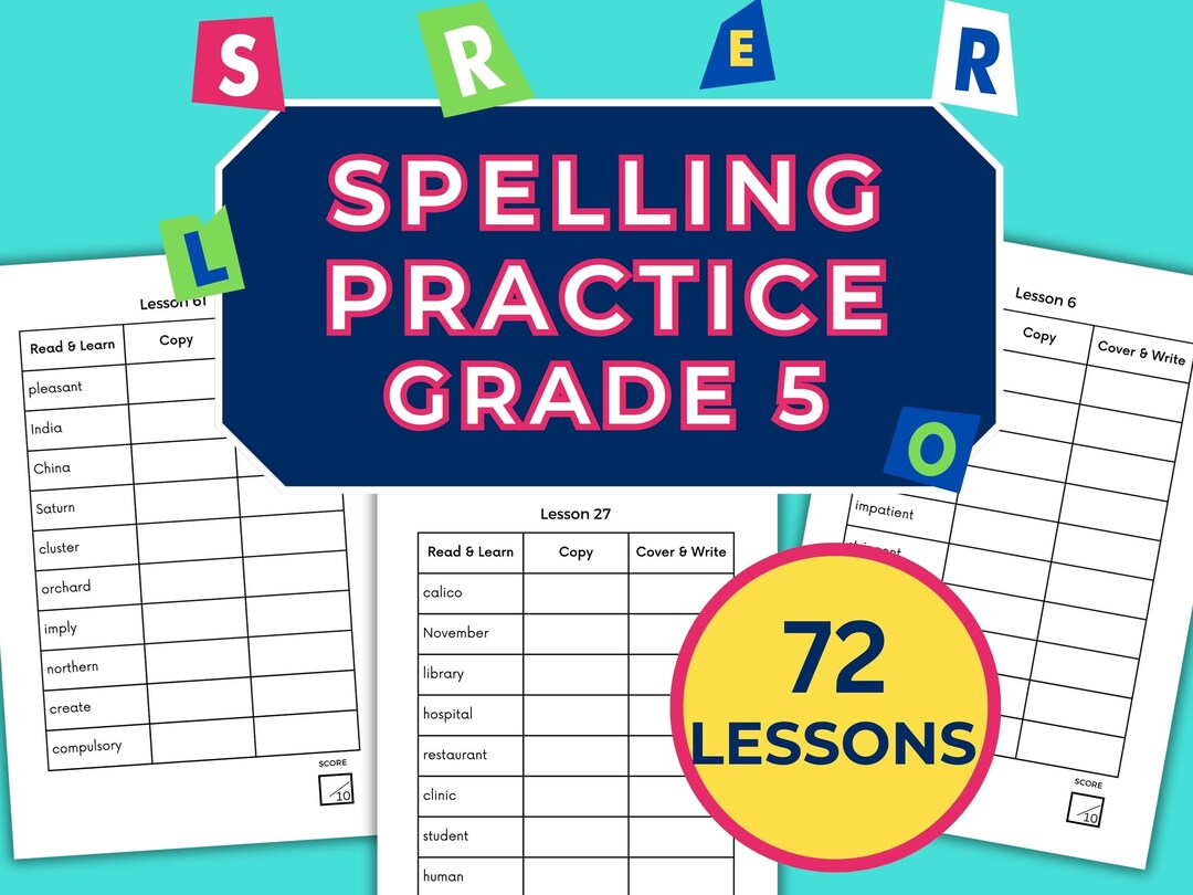 Spelling Practice Worksheets for Grade 5/year 6 - Ages 8+ Success in ...