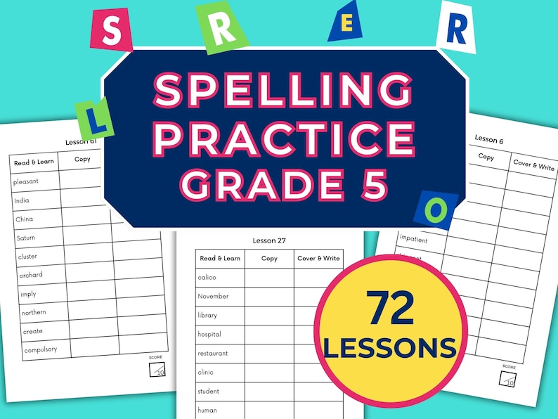 Spelling Practice Worksheets for Grade 5/year 6 - Ages 8+ Success in ...