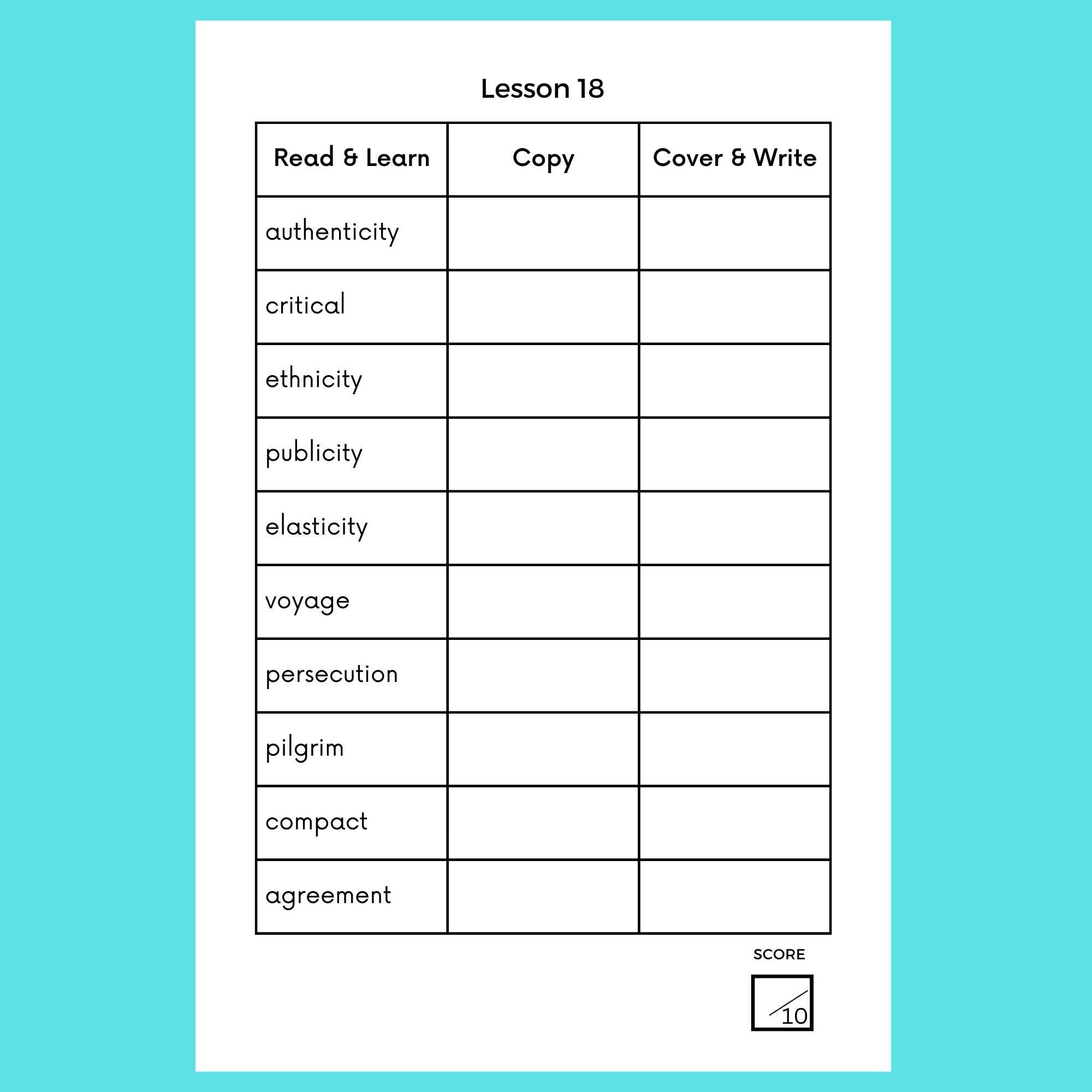 Spelling Practice Worksheets for Grade 5/year 6 - Ages 8+ Success in ...
