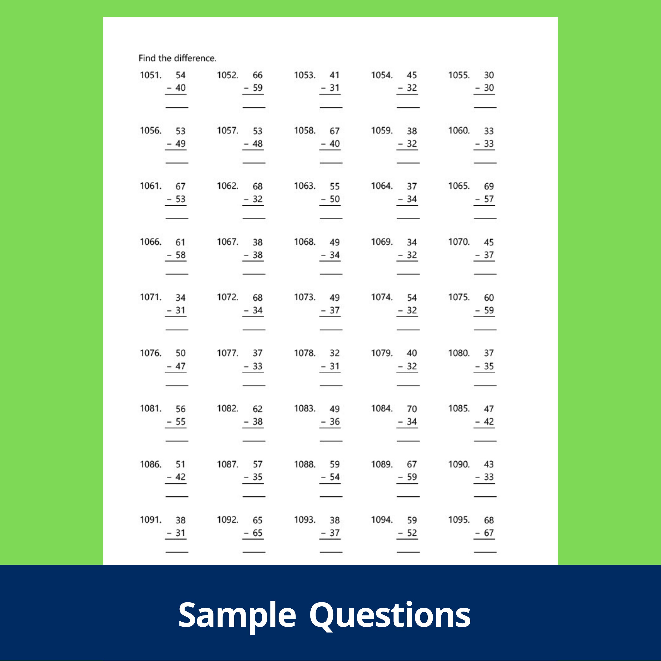 Subtraction Worksheets: 5,000 Single, Double and Triple Digit Questions ...