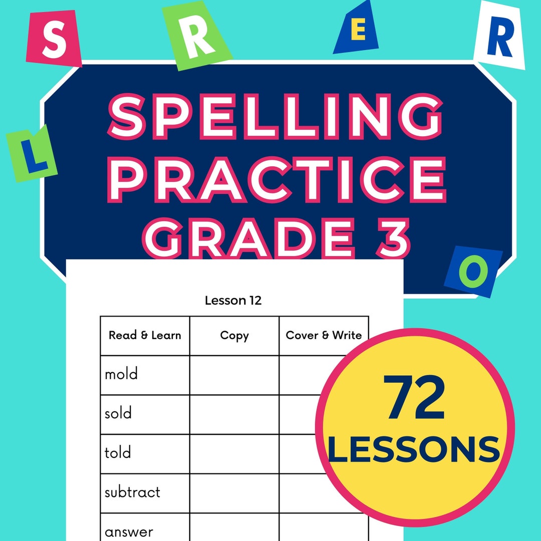 Spelling Practice Worksheets for Grade 3/year 4 Ages 7 to 8 - Etsy