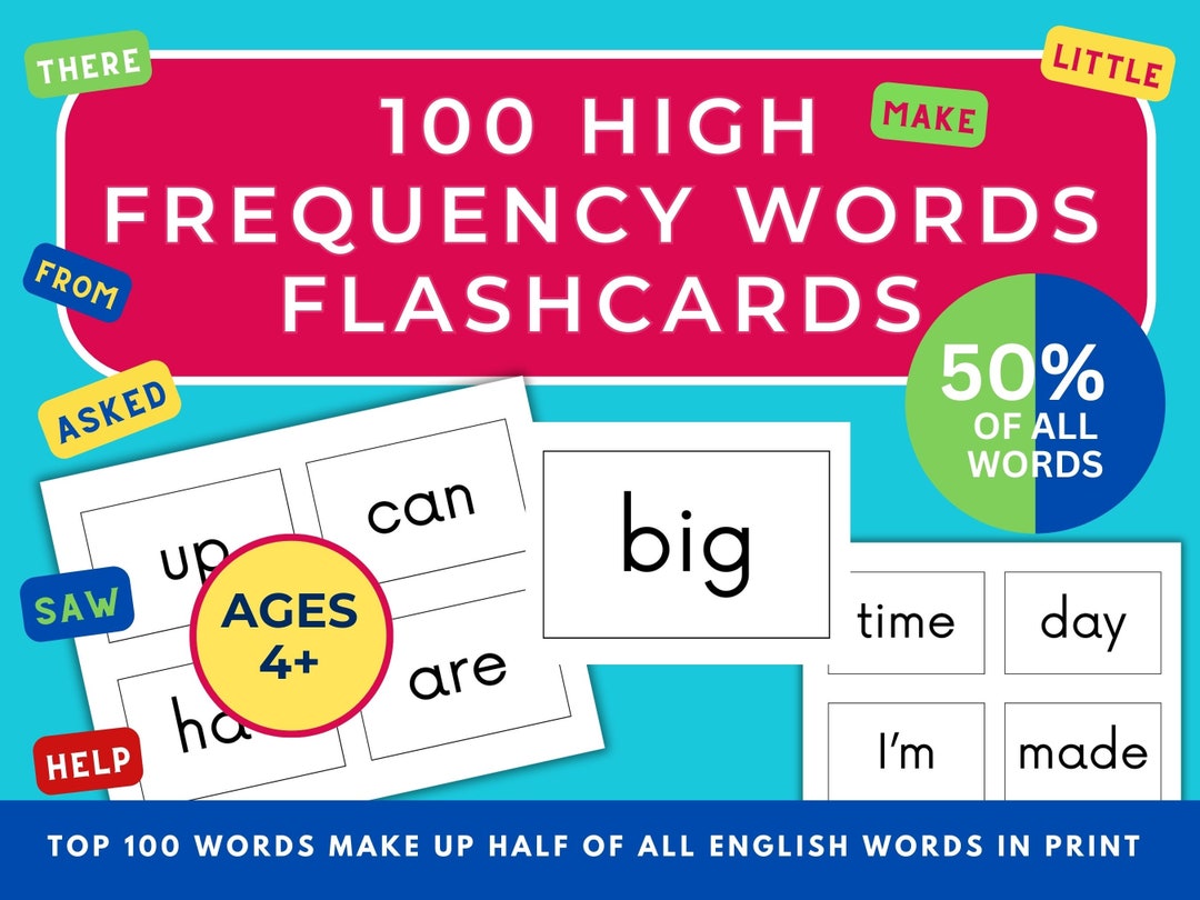 High Frequency Words Flashcards for Kindergarten and Grade 1. Top 100 ...