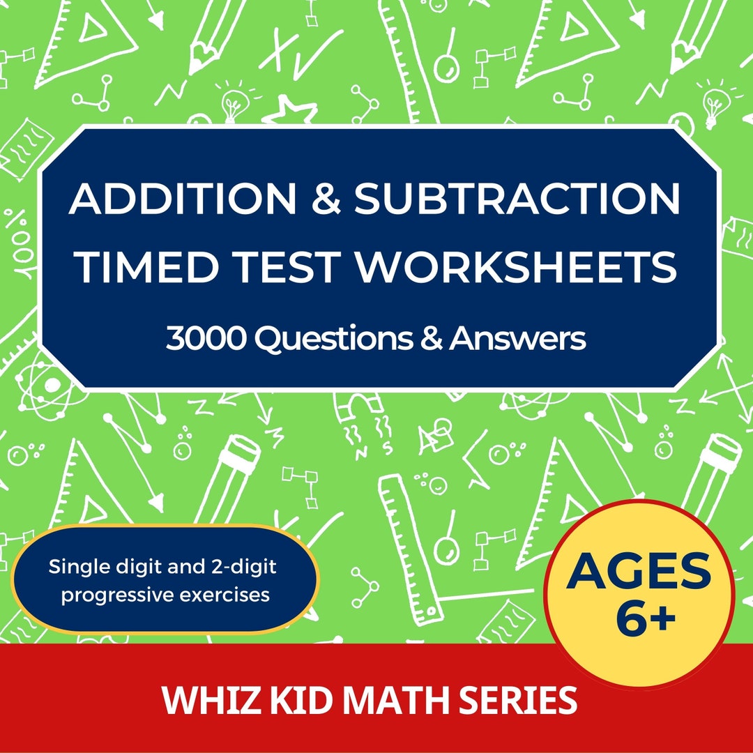 Addition and Subtraction Timed Test Worksheets for Grades 1 - Etsy