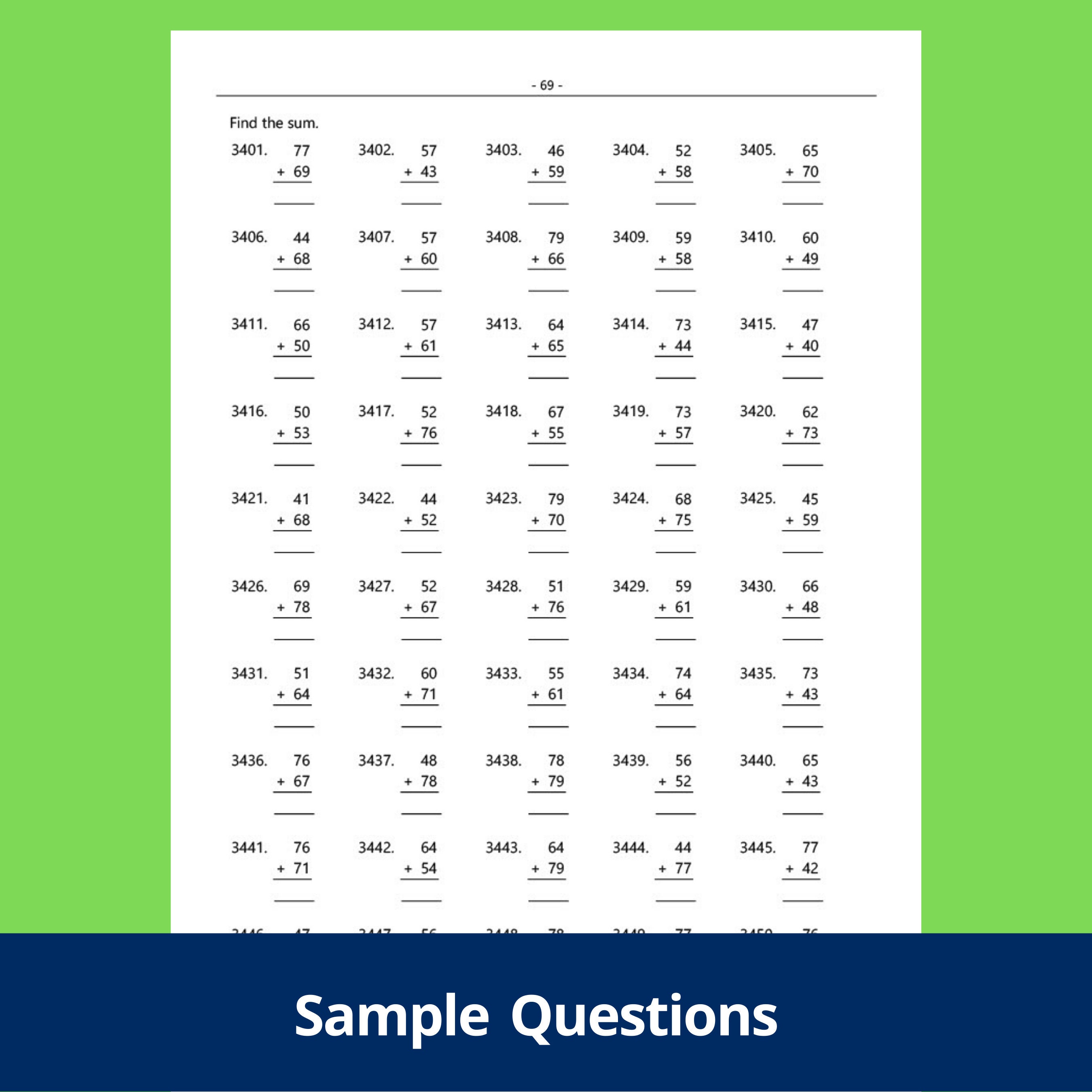 Addition Worksheets: 5,000 Single, Double and Triple Digit Questions ...