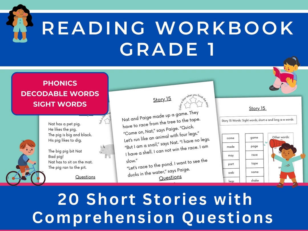 Grade 1 Reading Workbook: 20 Phonics Short Stories (digital Download ...