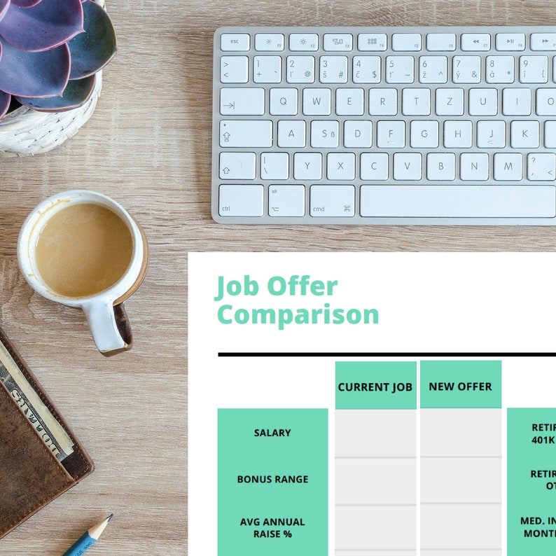 Job Offer Comparison, Offer Evaluation Template, Compare Current Versus ...