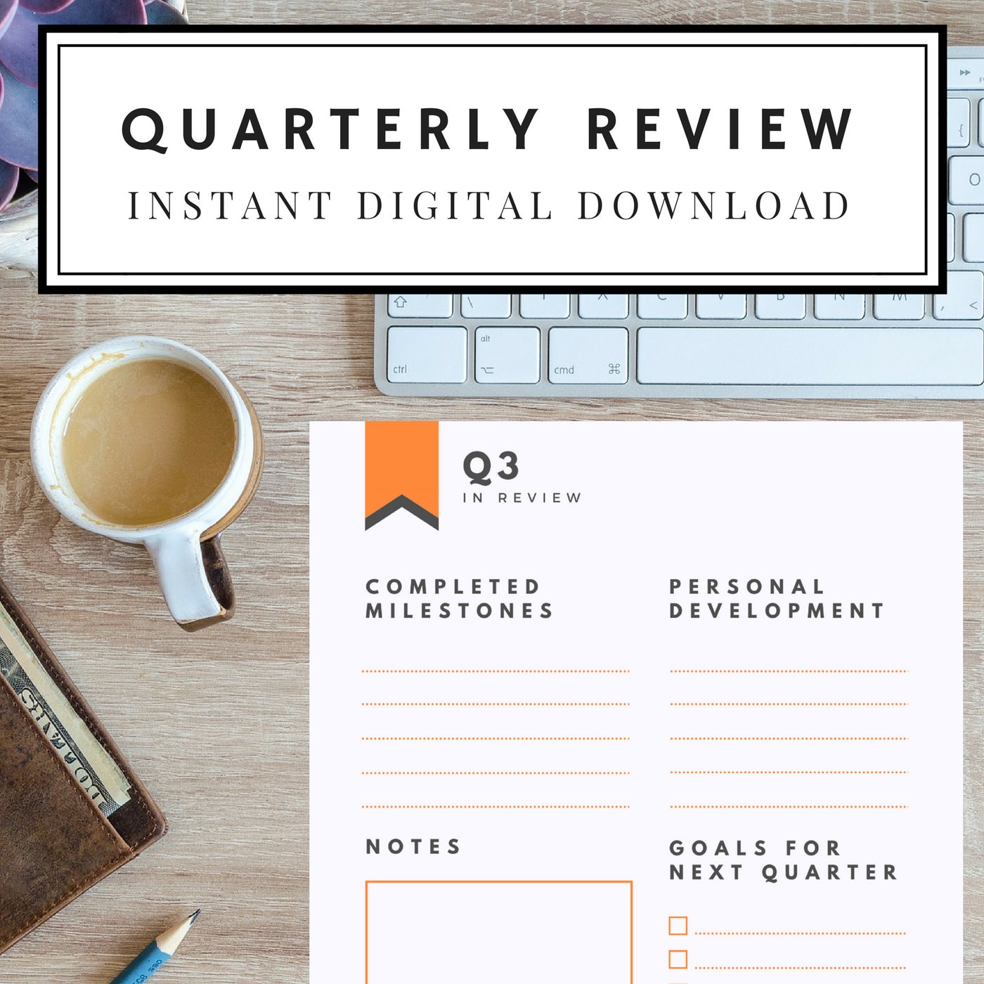 Quarterly Review Printable Personal Performance Evaluation Orange ...