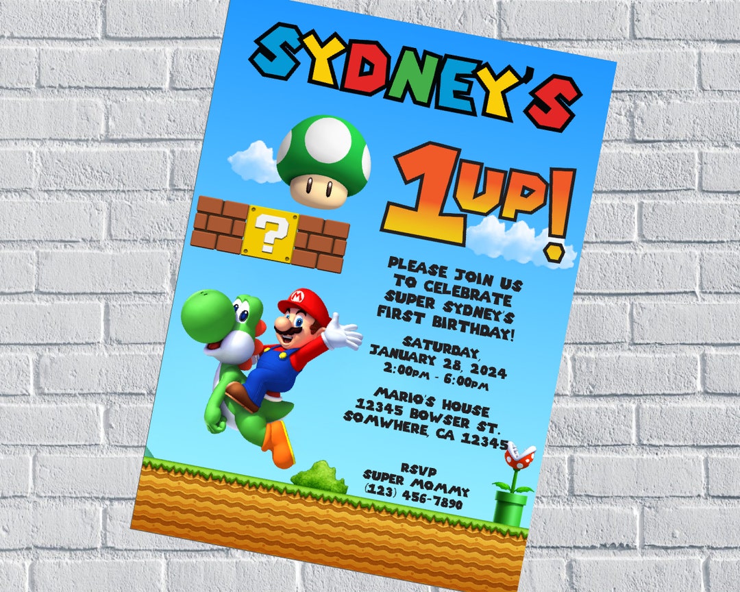 Super Mario Brothers Yoshi Themed Party Invitation - Etsy