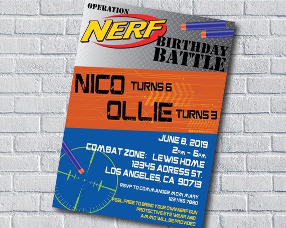 Nerf Battle Themed Birthday Party Invitation - Etsy
