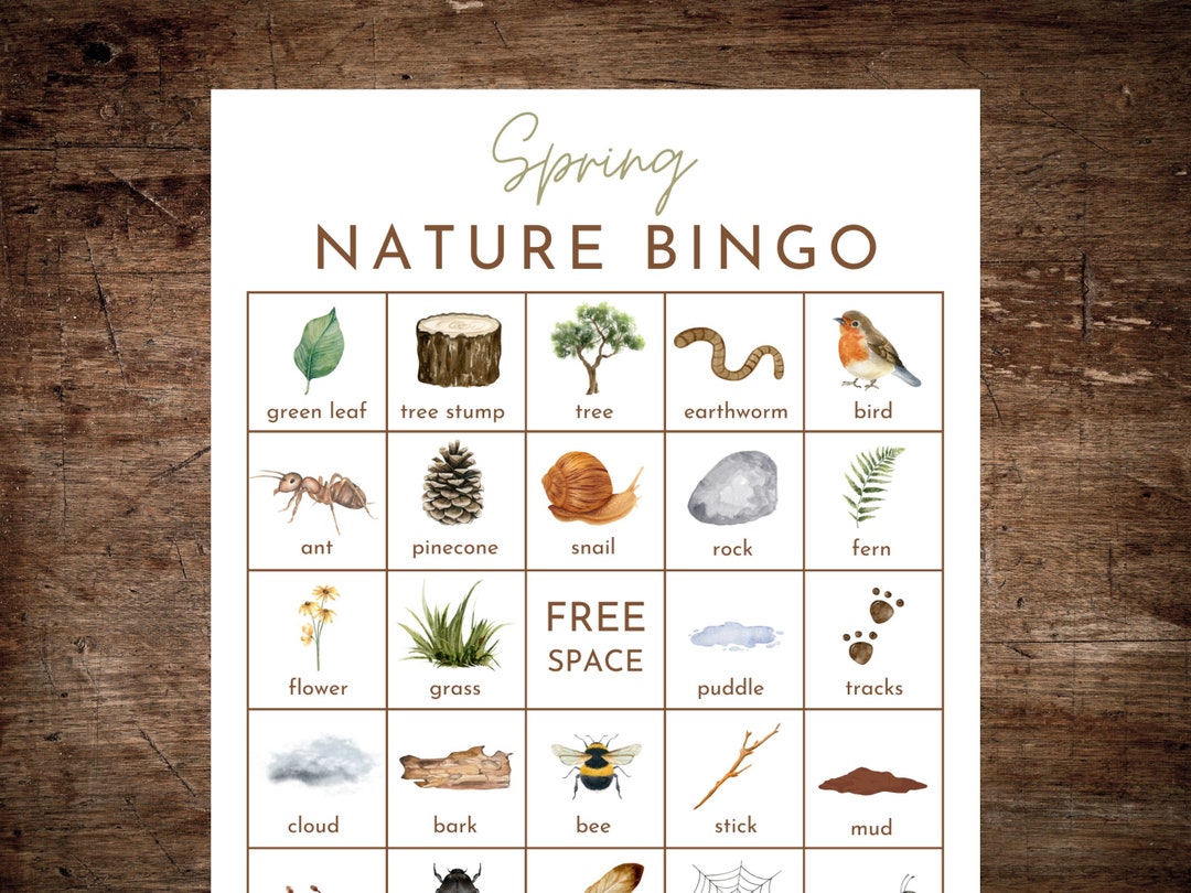 Printable Spring Nature Bingo | Forest Outdoors Scavenger Hunt - Etsy